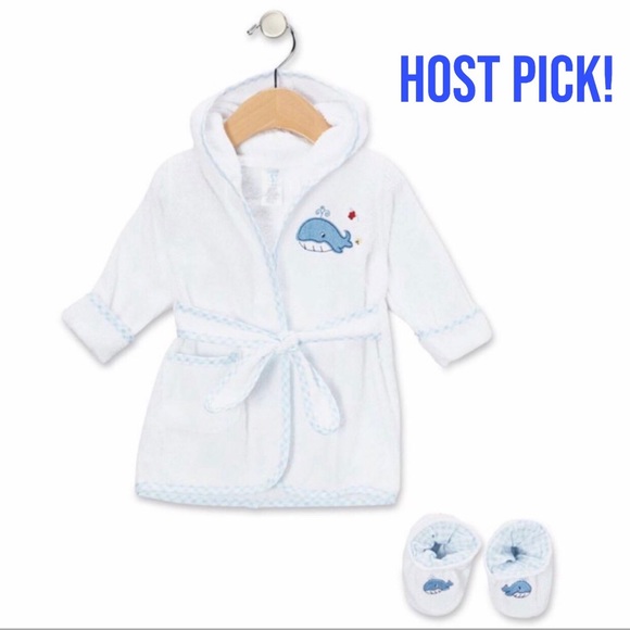 Bath, Skin & Hair | Blue Whale Bathrobe With Booties Perfect For Baby ...